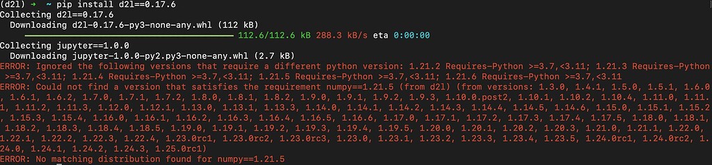 Python 3.11 安装d2l出错 - 中文版 - D2L Discussion