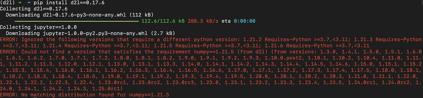 Python 3.11 安装d2l出错 - 中文版 - D2L Discussion